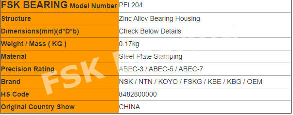 PFL205 Zinc Alloy Pillow Block Bearings Housing Steel Plate Stamping