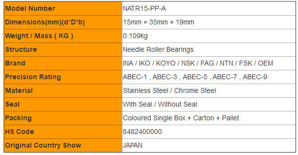 INA Brand Needle Roller Bearing NATR15-PP-A Track Roller Bearing