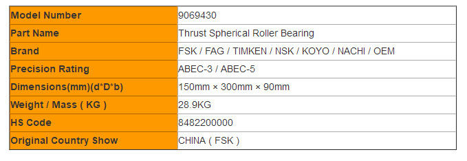 Pressure-Proof 29430E 9069430 29430M Thrust Spherical Roller Bearing ...