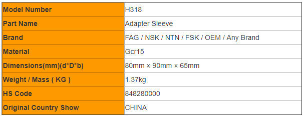 H318 H319 H320 H322 H324 Adapter Sleeve Pillow Block Bearing Accessory