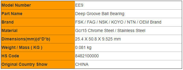 Single Row EE6 / EE8 / EE9 Mini Size Deep Groove Ball Bearing , EE ...