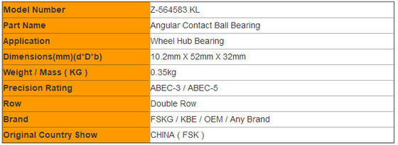 Inched Type Z-564583.KL Angular Contact Ball Bearing Auto Parts