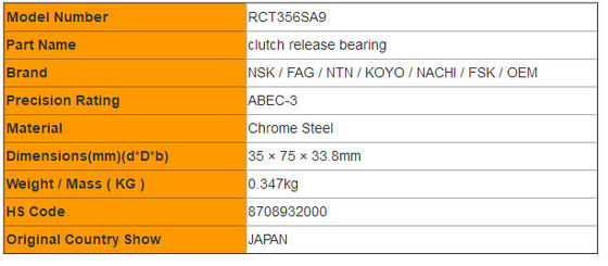 TOYOTA Clutch Release Bearings RCT356SA9/50TKB3504BR/31230-35090
