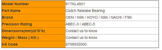 ISUZU Auto Parts 81TKL4801 Clutch Release Bearing for 4HK1 4HE1 Engine