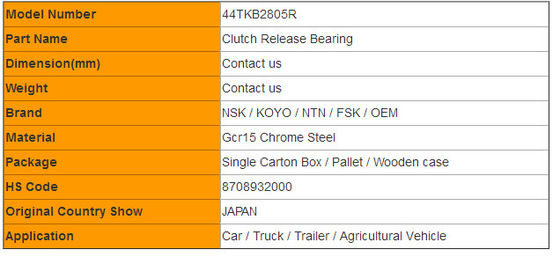 High Precision 44TKB2805R Automobile Clutch Bearing for DAIHATSU