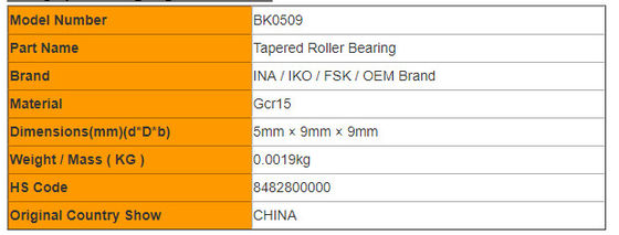 HK0509 BK0509 NK5/10TN NKI5/12 Needle Roller Bearings For Micro Motor