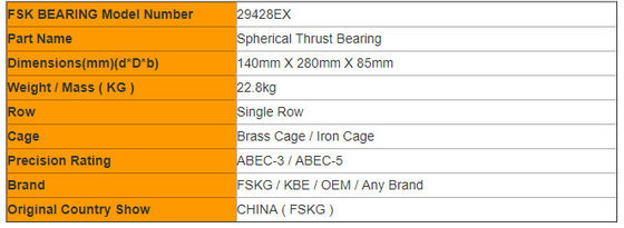 29428EX 29230E 29430EX Spherical Roller Thrust Bearing On Line Catalog