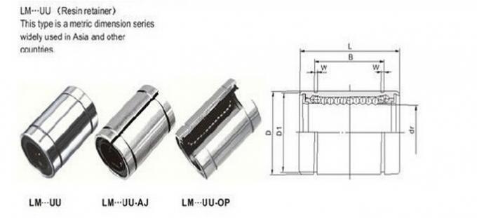 LM50 UU Thk Linear Bearings / Linear Bush Bearing Stainless Steel Cage