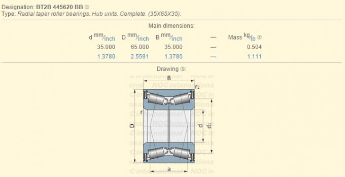 Double Row BT2B 445620 BB Radial Taper Roller Bearings Wheel Hub Units