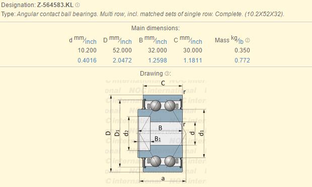 Inched Type Z-564583.KL Angular Contact Ball Bearing Auto Parts