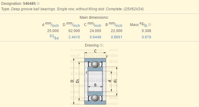Small Size 546485 Deep Groove Ball Bearing Single Row Truck Accessories