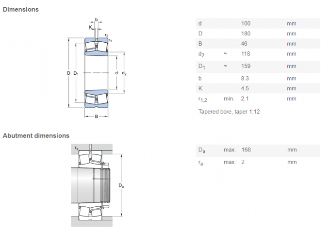 Germany Quality 22220 EK / C3 E Cage Spherical Roller Bearings With ...