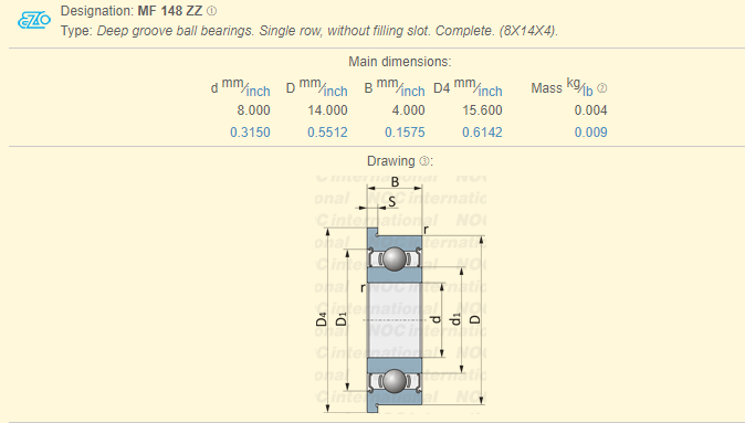 Miniature MF148ZZ Flange Deep Groove Ball Bearing for Hardware Tool 8mm ...