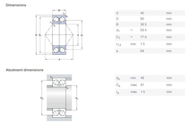 Sealed 3308 2RS , 3308LLB / C3 Angular Contact Ball Bearing Double Row , P5