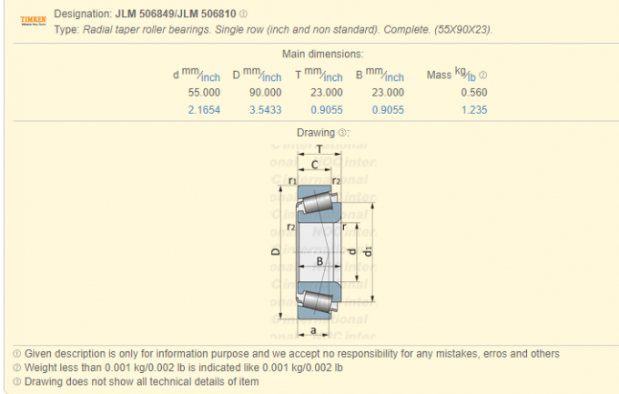 ABEC -5 , LM 506849 / JLM 506810 Tapered Roller Bearing , SET118 ...