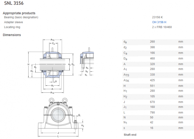 Large SNL Series SNL 3156 Split Plummer Block Housing with Standard Seals