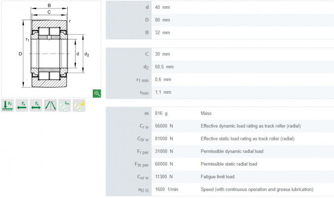 NUTR 40 Full Complement Cylindrical Roller Set With Axial Guidance