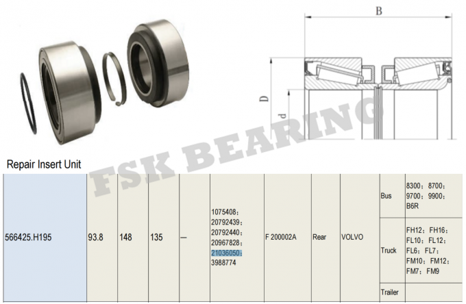 High Speed 21036050 Truck Bearing Spare Part Kit Front And Rear Wheel ...